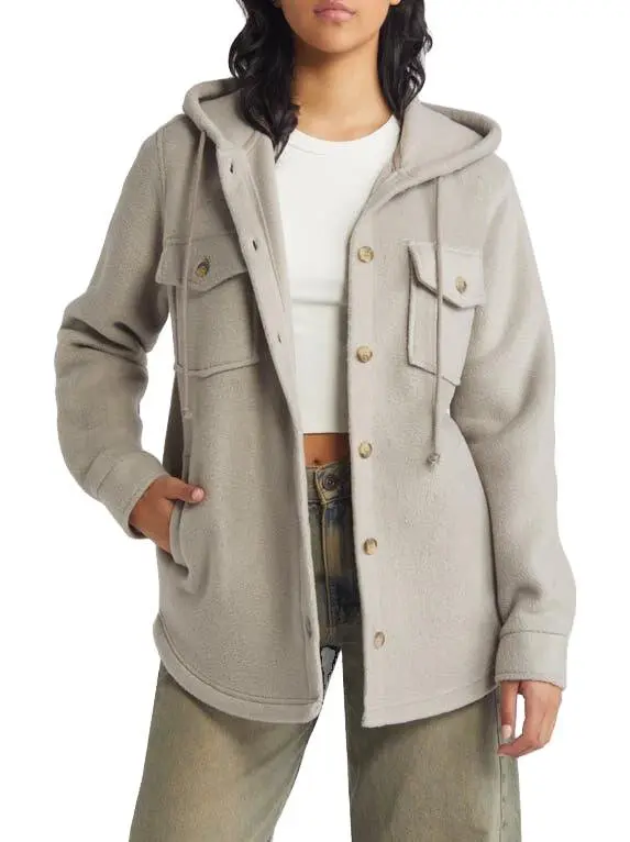 THREAD & SUPPLY Hooded Fleece Shacket - Grey