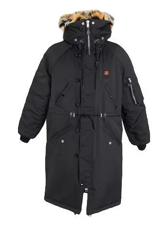 Kenzo Polyester-blend Parka With Knitted Trims - Black