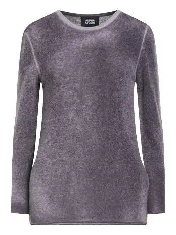 Alpha Studio Sweater In Baby Alpaca Wool Blend - Purple