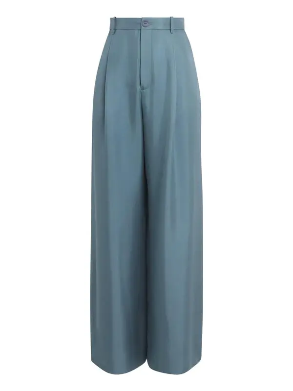Lapointe Organic Silk Wide-leg Trousers - Blue
