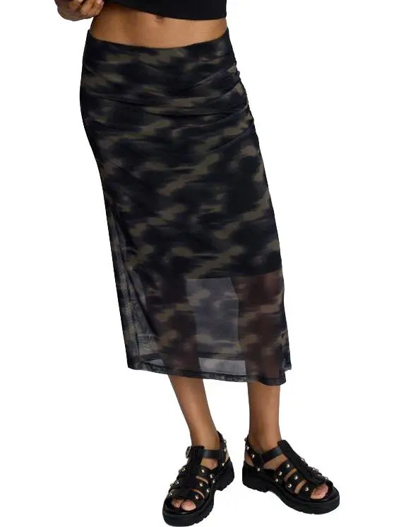 KENNETH COLE Pull-on Mesh Midi Skirt - Black Multi