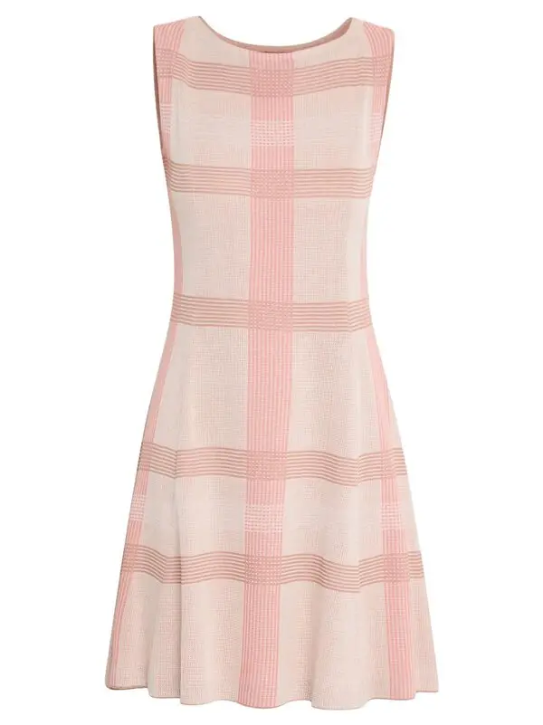 Misook Plaid Knit Fit-&-flare Dress - Honey Suckle/charmeuse/biscotti/new Ivory
