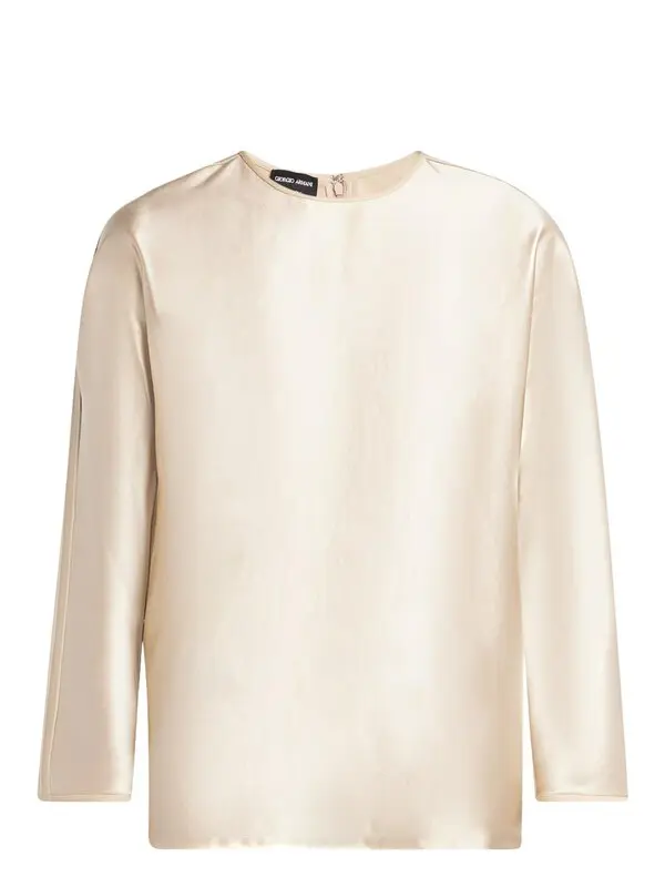 Giorgio Armani Tonal Piping Silk Blouse - Gold