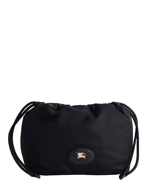 Burberry Reversible Horseshoe Drawstring Woven Pouch - Black