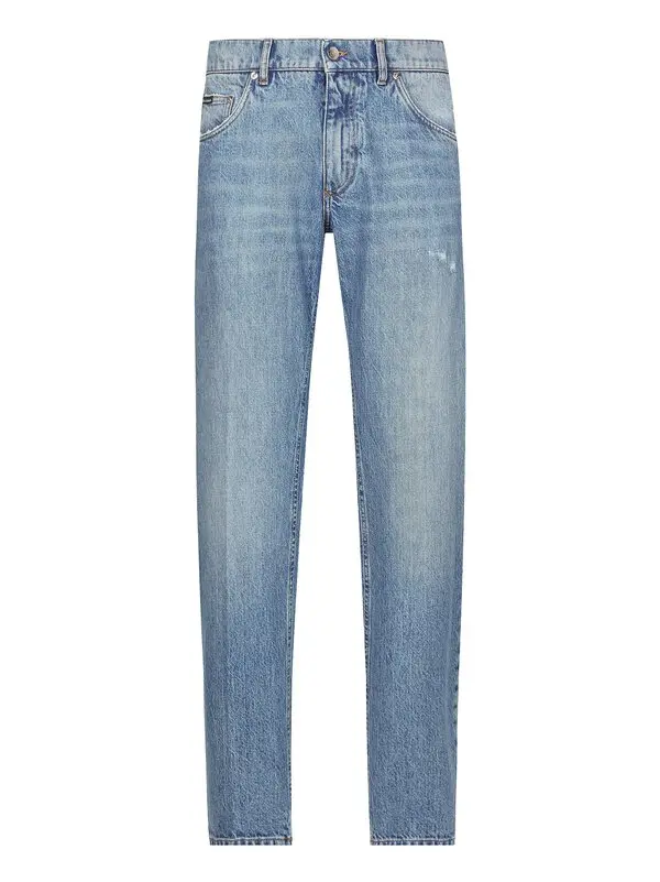 Dolce & Gabbana Five-pocket Jeans With Dg Embroidery - Multicolor