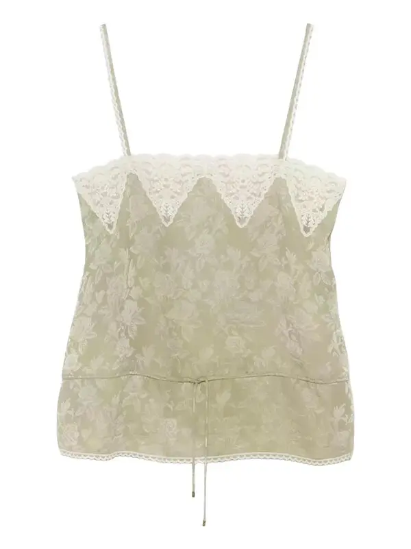 Chloé Floral-jacquard Top - Green