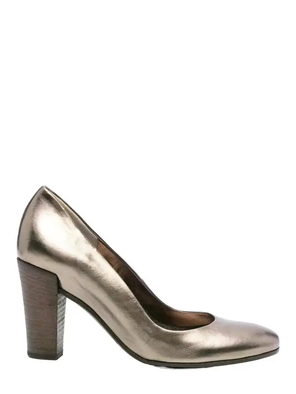 DEL CARLO 80mm Metallic Pumps - Gold