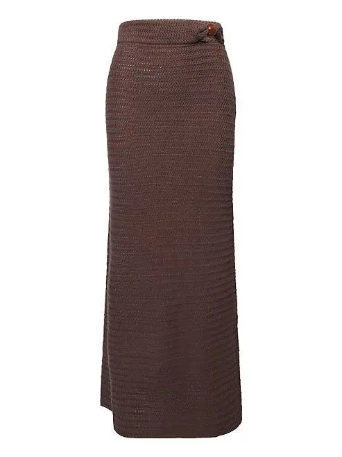 4TH & RECKLESS Cotton-blend Knitted Maxi Skirt - Chocolate