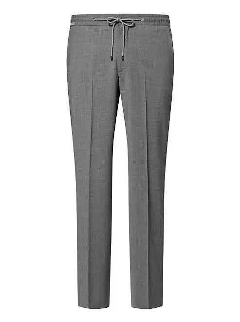 Corneliani Slim-leg Stretch-wool Trousers - Grey Melange Ivory