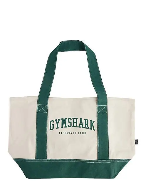 GYMSHARK Collegiate Oversized Cotton-blend Tote Bag - White