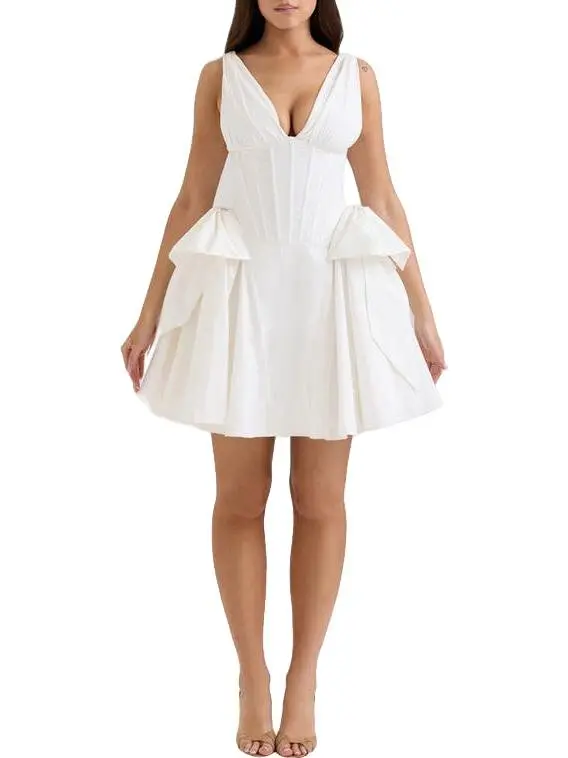 House Of Cb Amalia Twin Bow Cocktail Minidress - White
