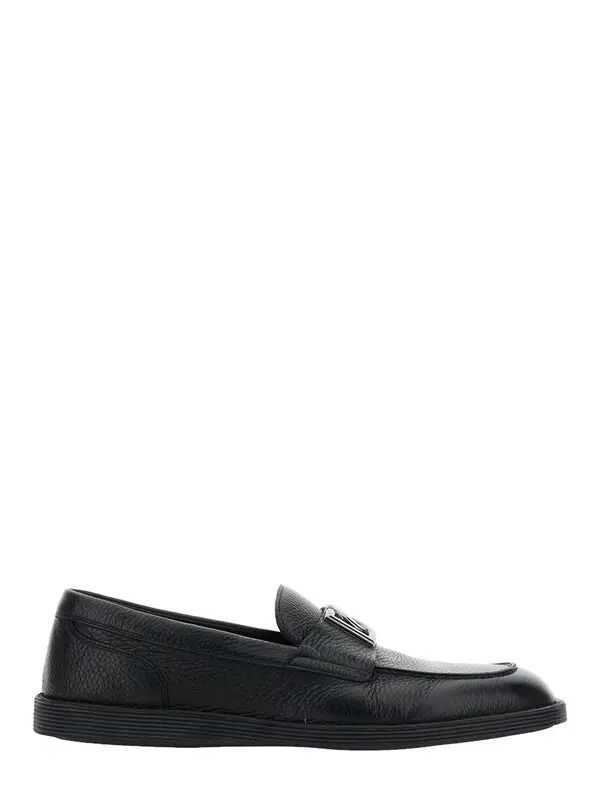 Dolce & Gabbana Florio' Grained Leather Loafers - Black