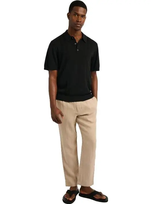 Onia Linen Tapered Pleated Trousers - Tan