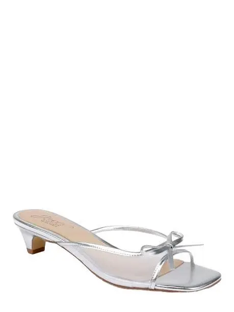 Badgley Mischka Felisha Kitten Heel Slide Sandal - Silver Leather
