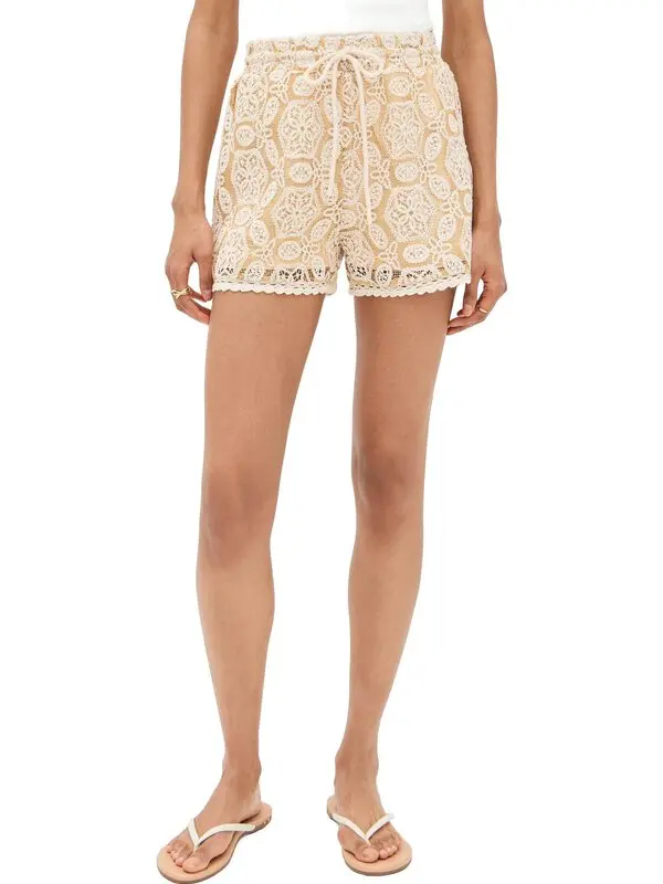 Line & Dot Rialto Embroidered Shorts - Ecru