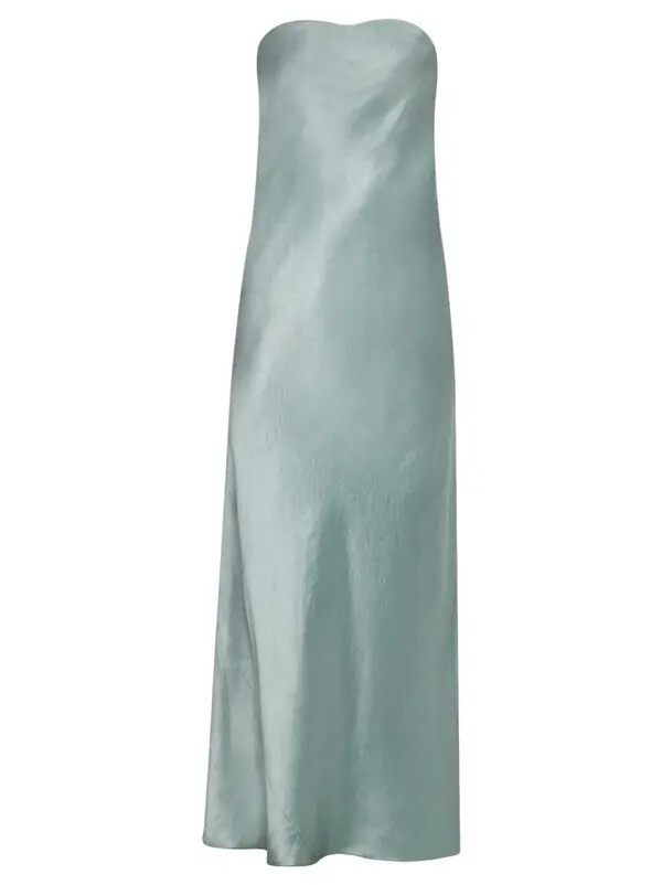 Vince Satin Strapless Maxi Dress - Clay Sage