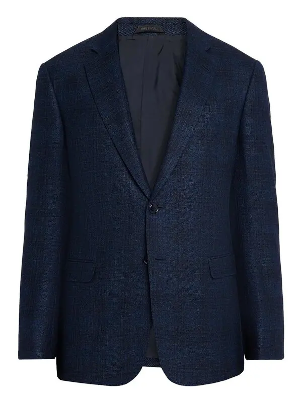 Giorgio Armani Textured Windowpane Sport Coat - Solid Dark Grey