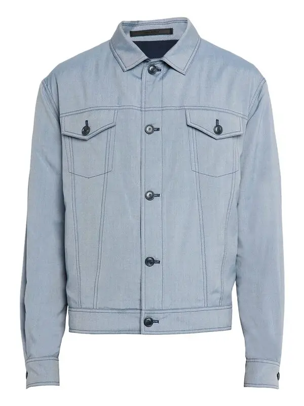 Giorgio Armani Silk Denim Blouson Jacket - Solid Light/pastel B