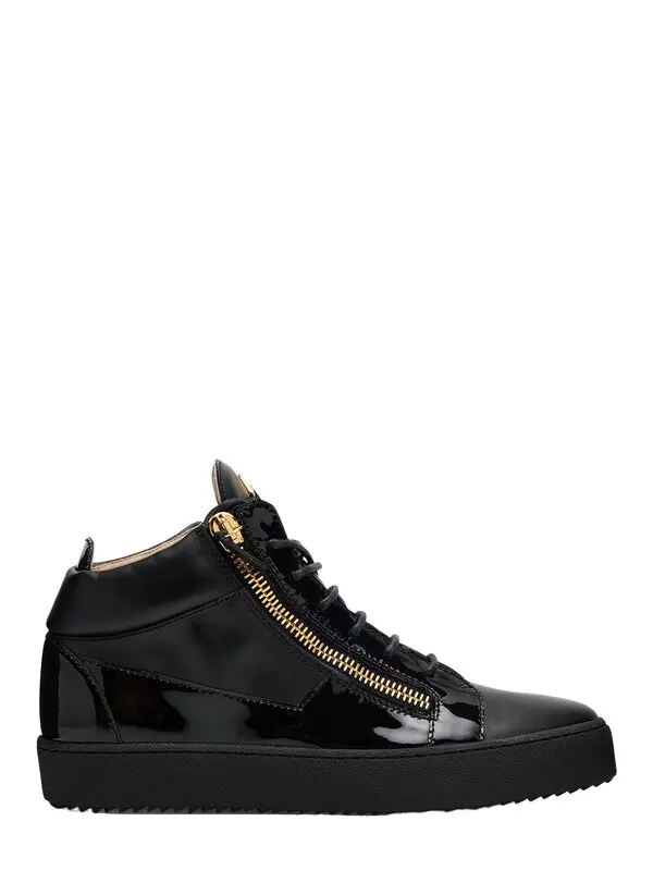 GIUSEPPE ZANOTTI Mixed-leather Mid-top Sneakers - Nero