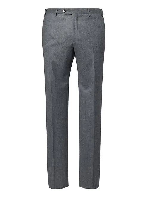 Corneliani Slim-leg Mid-rise Wool Trousers - Grey Melange Medium