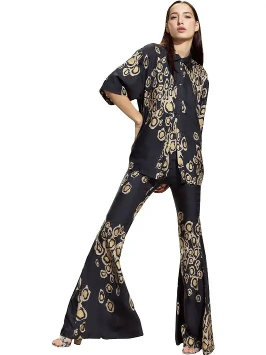 Cynthia Rowley Amalfi Flare Pant - Black Gold
