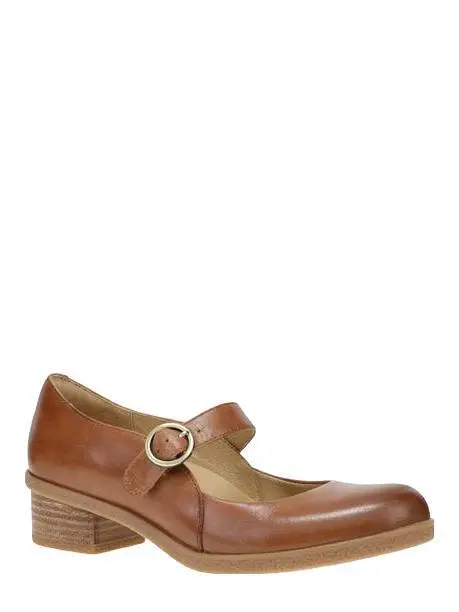 Dansko Deirdra Mary Jane Pump - Tan Waterproof Burnished