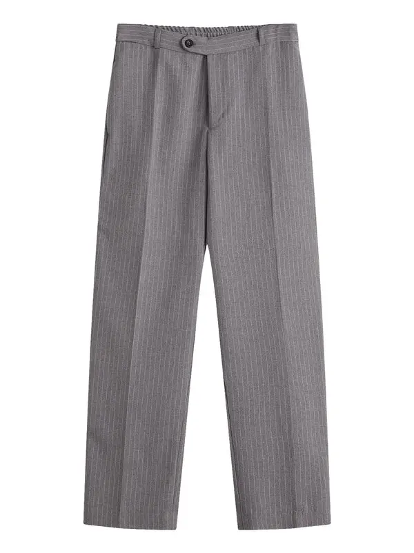 ABOUT:BLANK Pinstriped Wide-leg Trousers - Grey/white