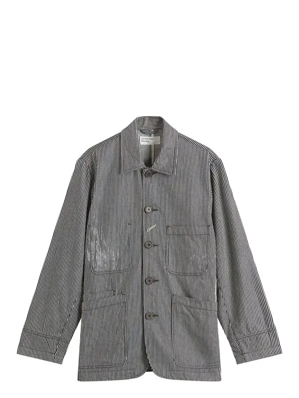 Universal Works Hickory Stripe Original Bakers Jacket - Indigo