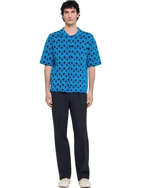 Sandro Rope Jacquard Terry Cardigan - Turquoise