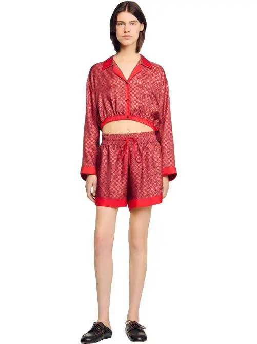 Sandro Scarf Print Board Shorts - Red / Pink