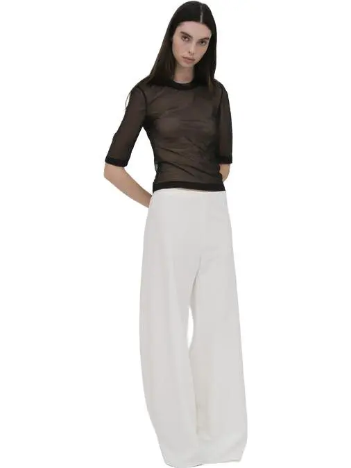Rosetta Getty Cropped Sleeve Sheer T-shirt - Black