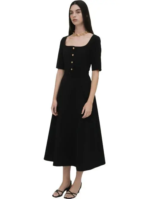 Rosetta Getty Fitted Button-front Dress - Black