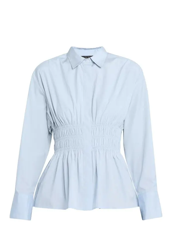 Rag & Bone Blythe Smocked Poplin Shirt - Ltblu
