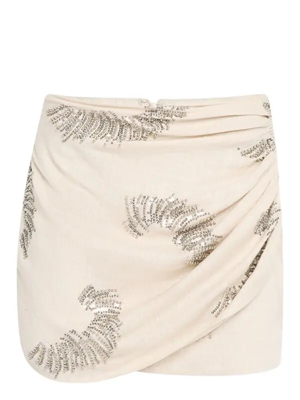 JBQ Otis Embellished Mini Skirt - Oatmeal