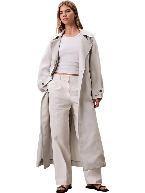 Calvin Klein Cotton Stretch Pleated Chino Trouser - Snow White