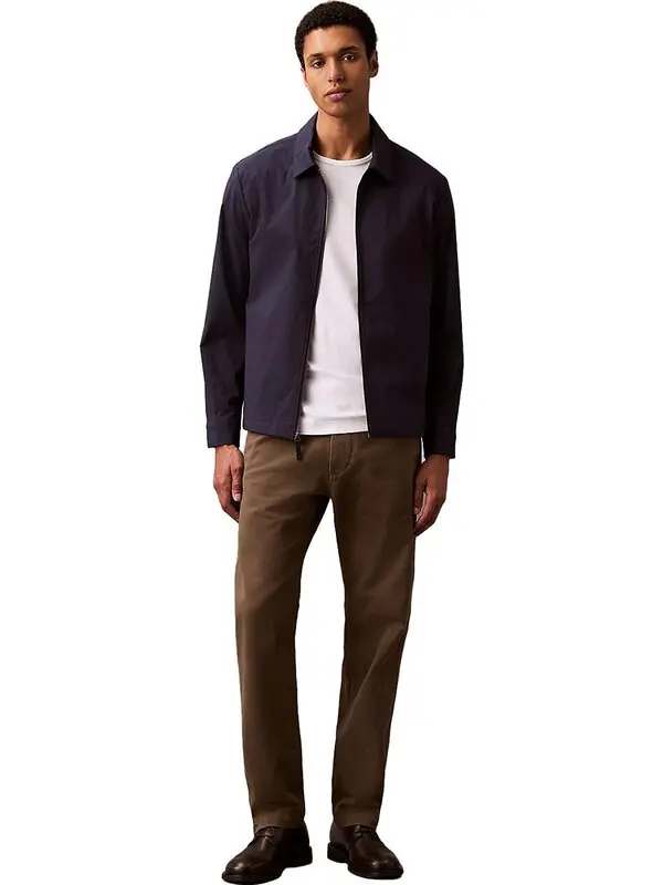 Calvin Klein Cotton Blend Zip Up Shirt Jacket - Baritone Blue