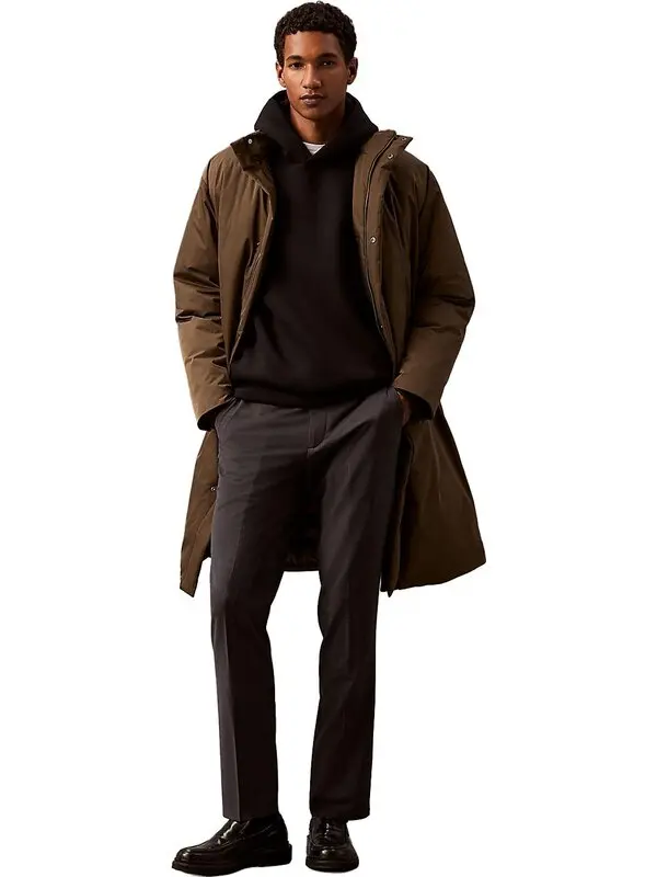 Calvin Klein Refined Wool Blend Slim Trouser - Charcoal Heather