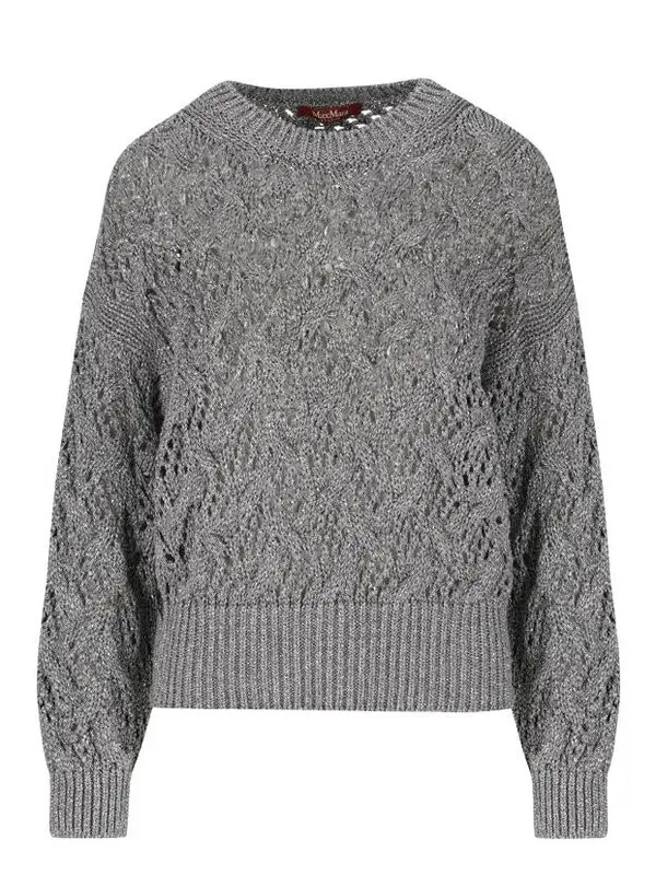 MAX MARA STUDIO Pilade Metallic Knit Sweater - Medium Gray
