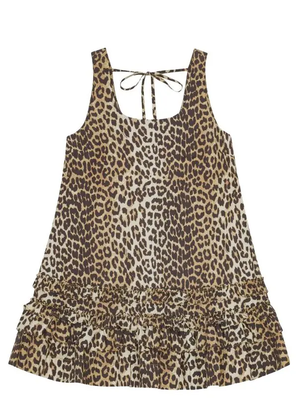 GANNI Organic Cotton Mini Dress - Brown