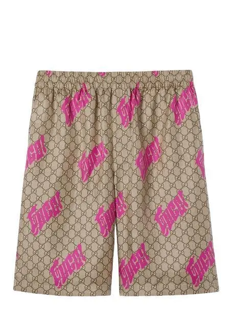 Gucci Printed Silk Twill Shorts Ready-to-wear - Beige