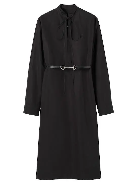 Gucci Cotton Poplin Shirt Dress With Horsebit Belt - Black