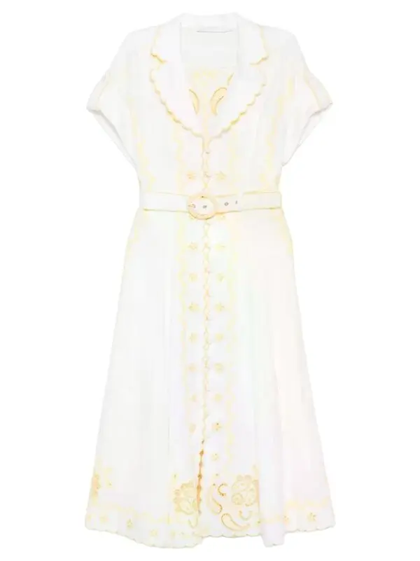 Zimmermann Lucky Embroidered Midi Dress - White
