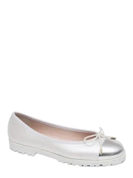 PAUL MAYER Bravo Lug Sole Ballerina Flats - Metallic Silver