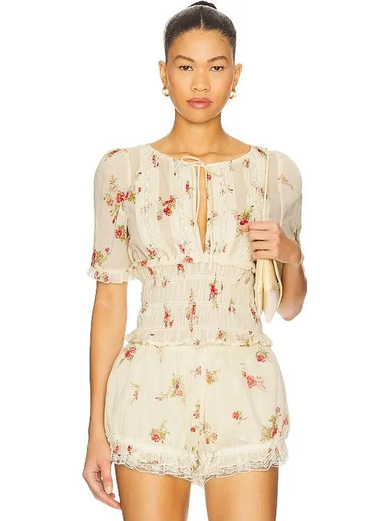 Tularosa Essie Top - Cream & Rose Floral