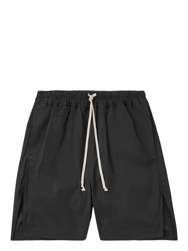 Rick Owens Straight-leg Cotton-blend Poplin Drawstring Shorts - Black