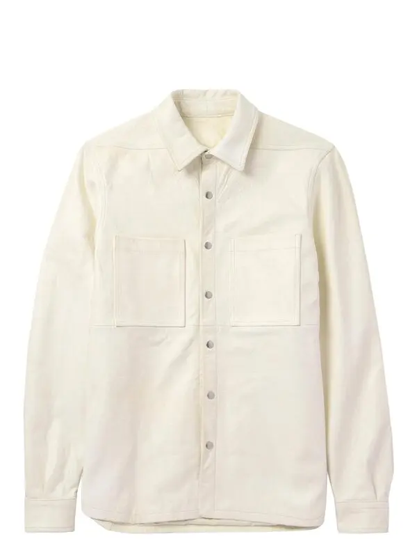 Rick Owens Leather Shirt Jacket - Neutrals