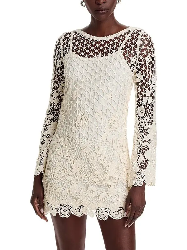 Aqua X Ava Phillippe Crochet Mini Dress - Natural