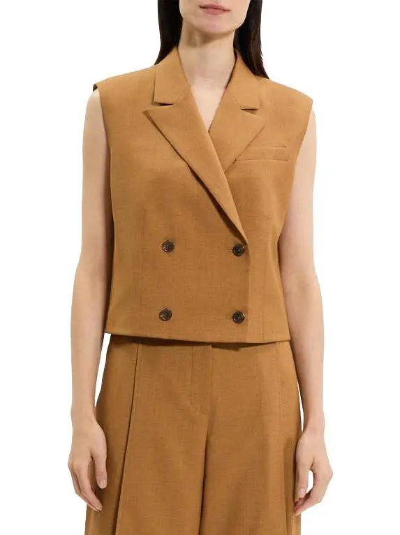 Theory Double-breasted Cropped Vest - Copper