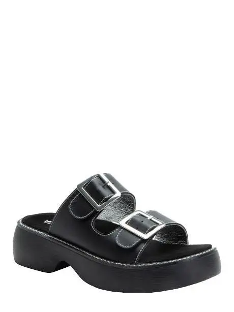 ALEGRIA BY PG LITE Iza Platform Slide Sandal - Black Patent Leather
