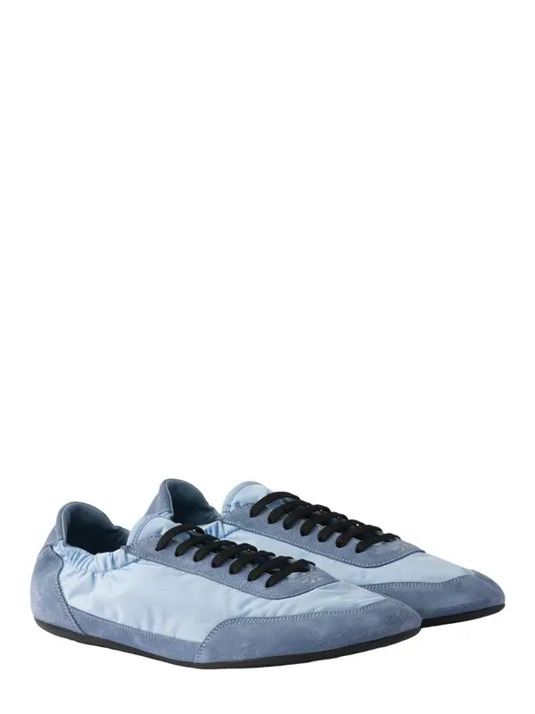 Prada Collapse Re-nylon And Suede Sneakers - Light Blue